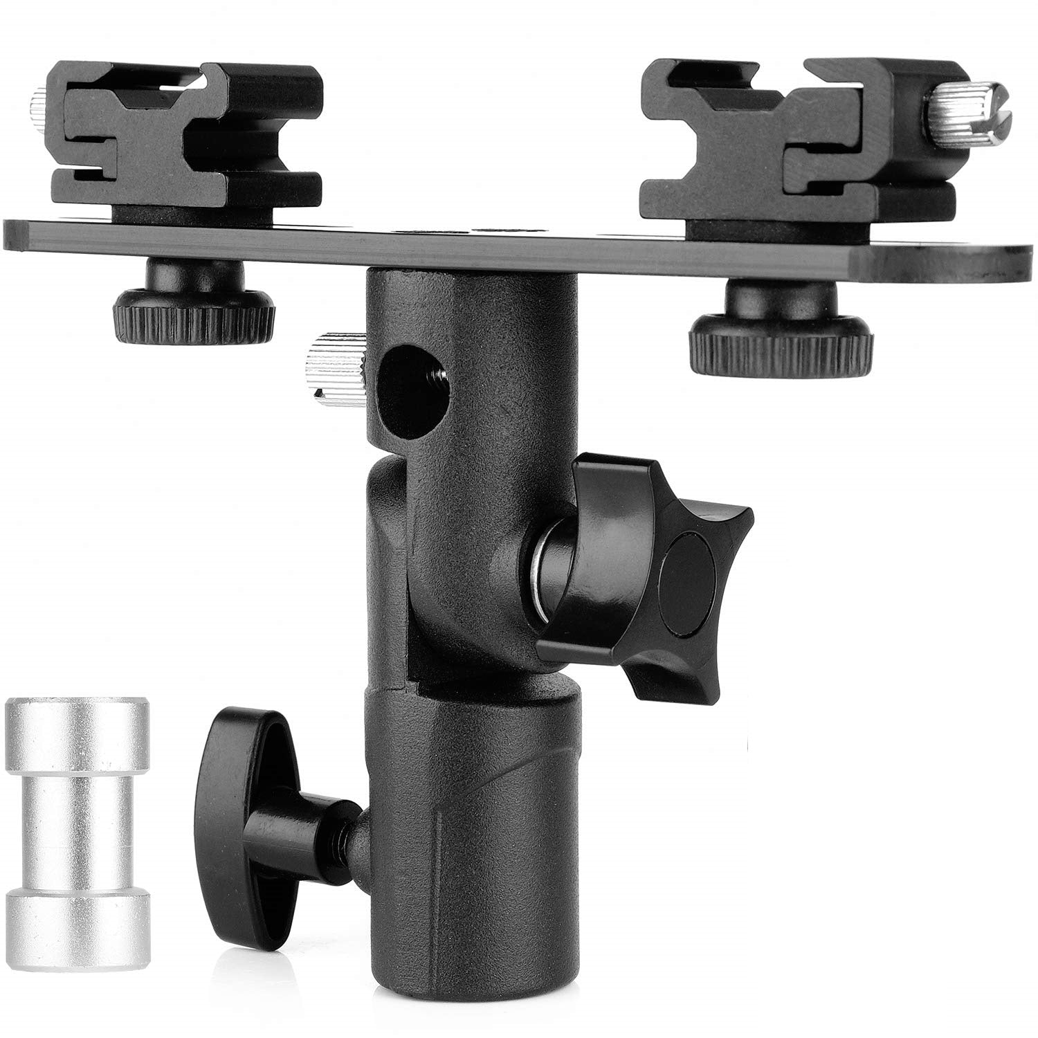 Dual Flash Bracket Hot Shoe Speedlight Stand Umbrella Holder Light Sta ...